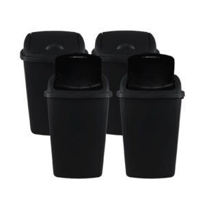 uumitty 4 pack 11 gallon swing top trash can, plastic garbage bin for kitchen, black