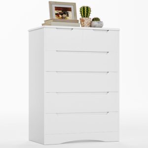 gizoon 6 drawer dresser, chest of drawers with large storage, white dresser for bedroom, tall dresser and organizer with anti-tripping, wooden dresser cabinet for office, living room, entryway