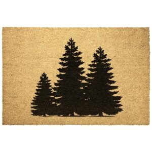 three pine tree coir doormat - winter welcome/outdoor lover welcome mat/pines/mountain/christmas time/simple decorations/elegant