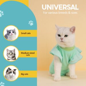 Avont Cat Recovery Suit - Post-Surgery Onesie for Cats, Alternative to Cone of Shame, Protective Spay Suit for Female Kitten, Ideal for Healing and Skin Conditions -Mintgreen(M)