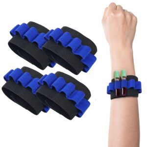 4 pack phlebotomy tube holder wristband,blood draw tube bracelet strap hold 8 phlebotomy tubes blood draw kit phlebotomy caddy hold (blue)