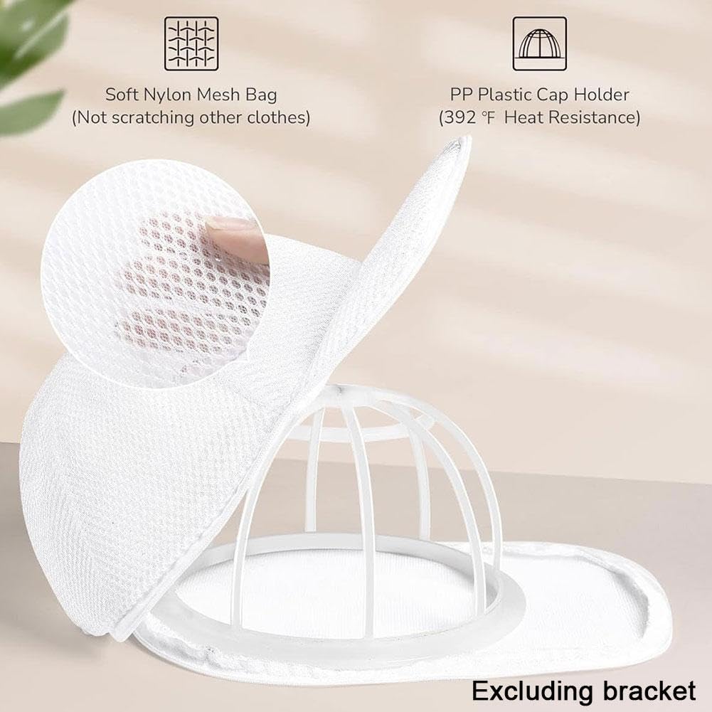 Baseball Hat Washer, Baseball Cap Washing Cage, Hat Holder for Washing, Foldable Washing Hat Rack Protector Cage, Hat Washer Cage for Washing Machine (White)