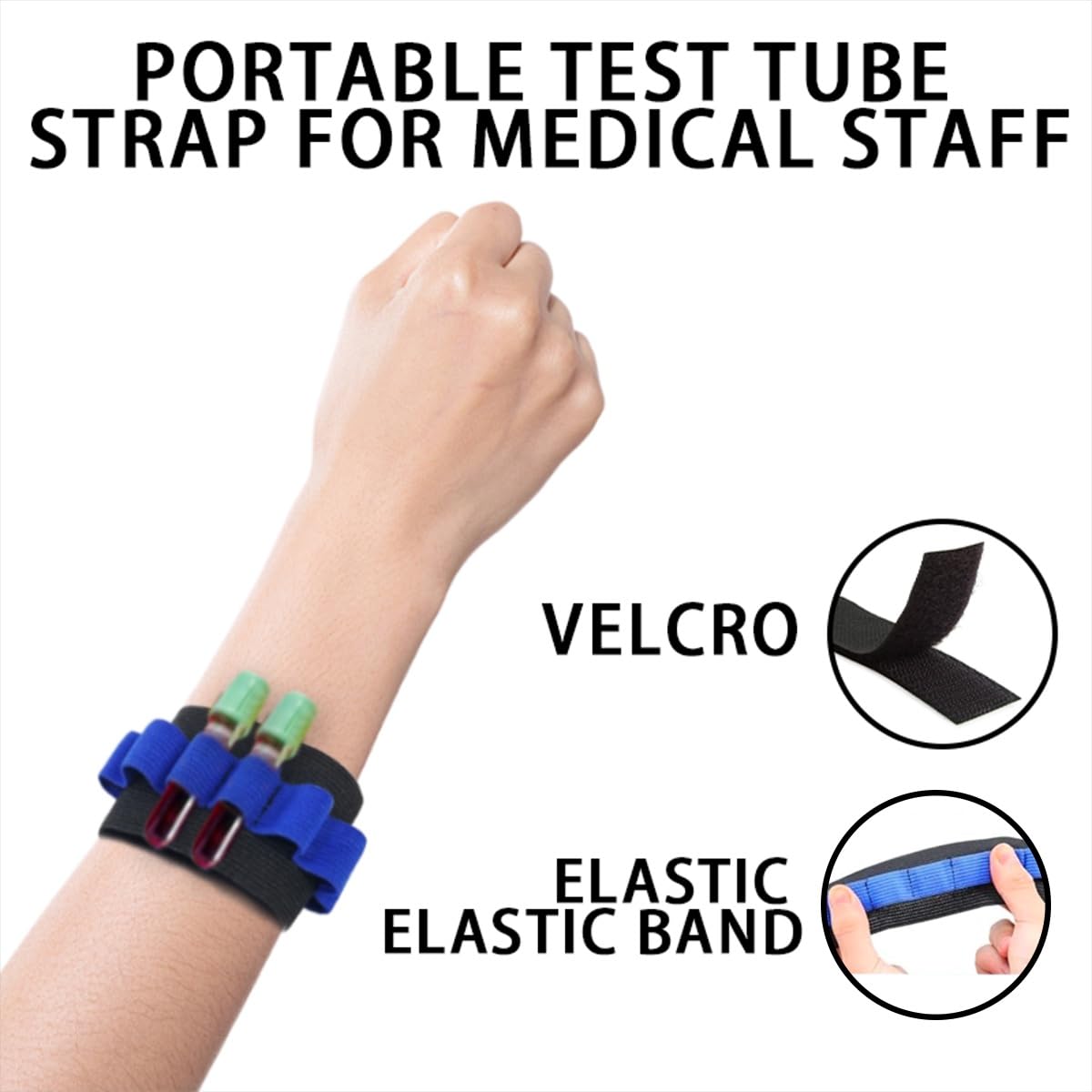 4 Pack Phlebotomy Tube Holder Wristband,Blood Draw Tube Bracelet Strap Hold 8 Phlebotomy Tubes Blood Draw Kit Phlebotomy Caddy Hold (Blue)