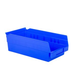 hudson exchange 12 x 6 x 4" plastic nesting storage 12” shelf bin container - 15 lb capacity (blue)