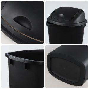 Uumitty 4 Pack 11 Gallon Swing Top Trash Can, Plastic Garbage Bin for Kitchen, Black