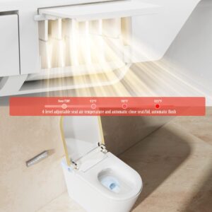 Intelligent Smart Toilet with Auto Open/Close Lid, Automatic Tankless Toilet with Bidet Built In, One Piece Toilet with Foot Sensor Operation for Modern Bathrooms, Remote Control