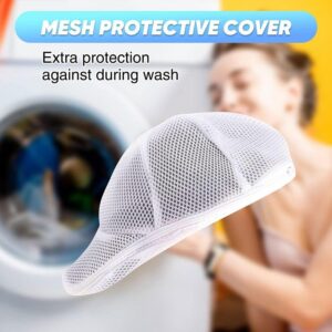 Baseball Hat Washer, Baseball Cap Washing Cage, Hat Holder for Washing, Foldable Washing Hat Rack Protector Cage, Hat Washer Cage for Washing Machine (White)