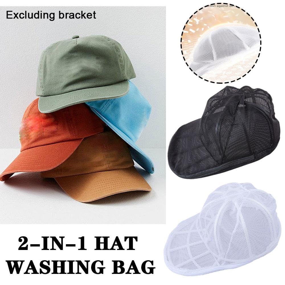 Baseball Hat Washer, Baseball Cap Washing Cage, Hat Holder for Washing, Foldable Washing Hat Rack Protector Cage, Hat Washer Cage for Washing Machine (White)