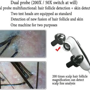 MAHWER USB WiFi Skin Diagnosis Hair Analyzer with 50X/200X Switch Freely Dual Probe, 4 Picture/Video Comparison, Scientific Analysis 1080P Skin Follicle Detector