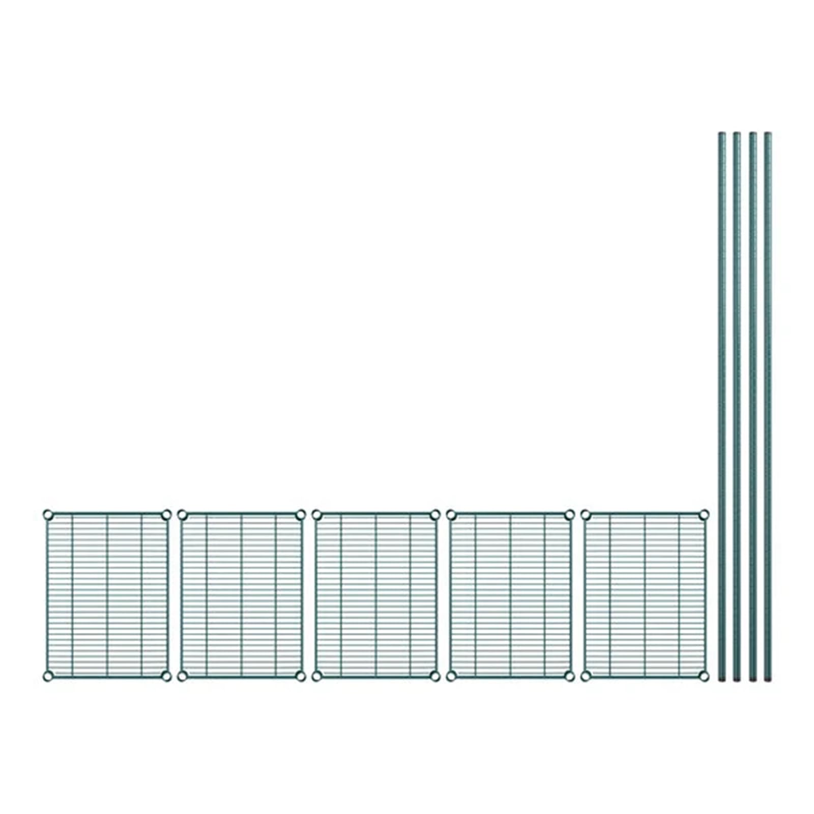 18" Wide NSF Green Epoxy 5-Shelf Kit with 74" Posts WS-460EG1824K75-NF