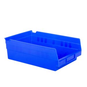 hudson exchange 12 x 8 x 4" plastic nesting storage 12” shelf bin container - 15 lb capacity (blue)