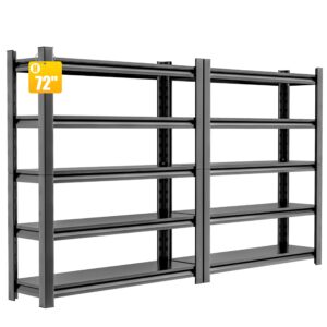 garage shelving,2 pieces thickened 72"garage storage shelves heavy duty shelving units and storage,adjustable 5 tier metal shelving storage for garage rack shelf and industrial shelving for basement