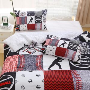 Gusuhome Baseball Comforter Set Full Size 3D Softball Sports Bedding Set for Boys Kids 3 Piece Microfiber Comforter All Season