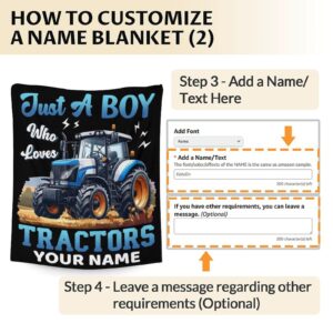 Custom Tractor Blanket for Boy with Name, 50 x 40 Inches Kids Blanket for Kids, Just A Boy Who Loves Tractors, Cozy Flannel Throw Blanket Gift, Soft Black Truck Throws for Couch Sofa Tractor Party