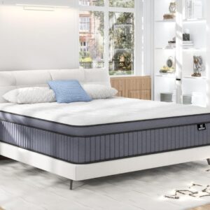 Queen Size Mattress, Upgrade Strengthen 14 Inch Firm Hybrid Queen Mattress in a Box, Mattress Queen Size With Memory Foam and Independent Pocket Springs, Strong Edge Support, Release Pressure