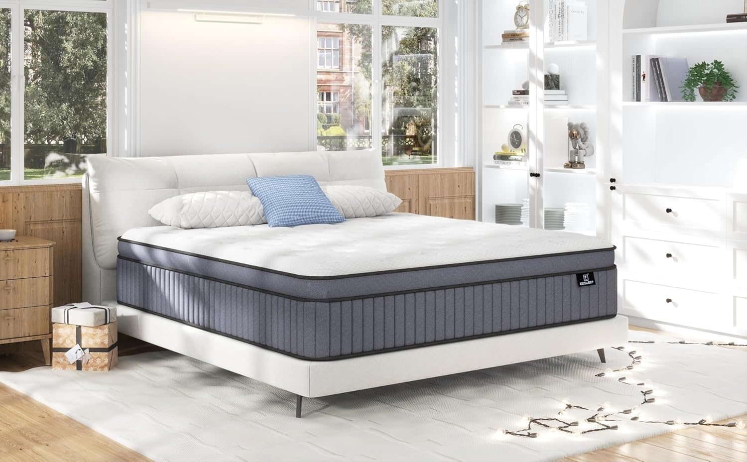 Queen Size Mattress, Upgrade Strengthen 14 Inch Firm Hybrid Queen Mattress in a Box, Mattress Queen Size With Memory Foam and Independent Pocket Springs, Strong Edge Support, Release Pressure