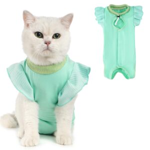 avont cat recovery suit - post-surgery onesie for cats, alternative to cone of shame, protective spay suit for female kitten, ideal for healing and skin conditions -mintgreen(m)