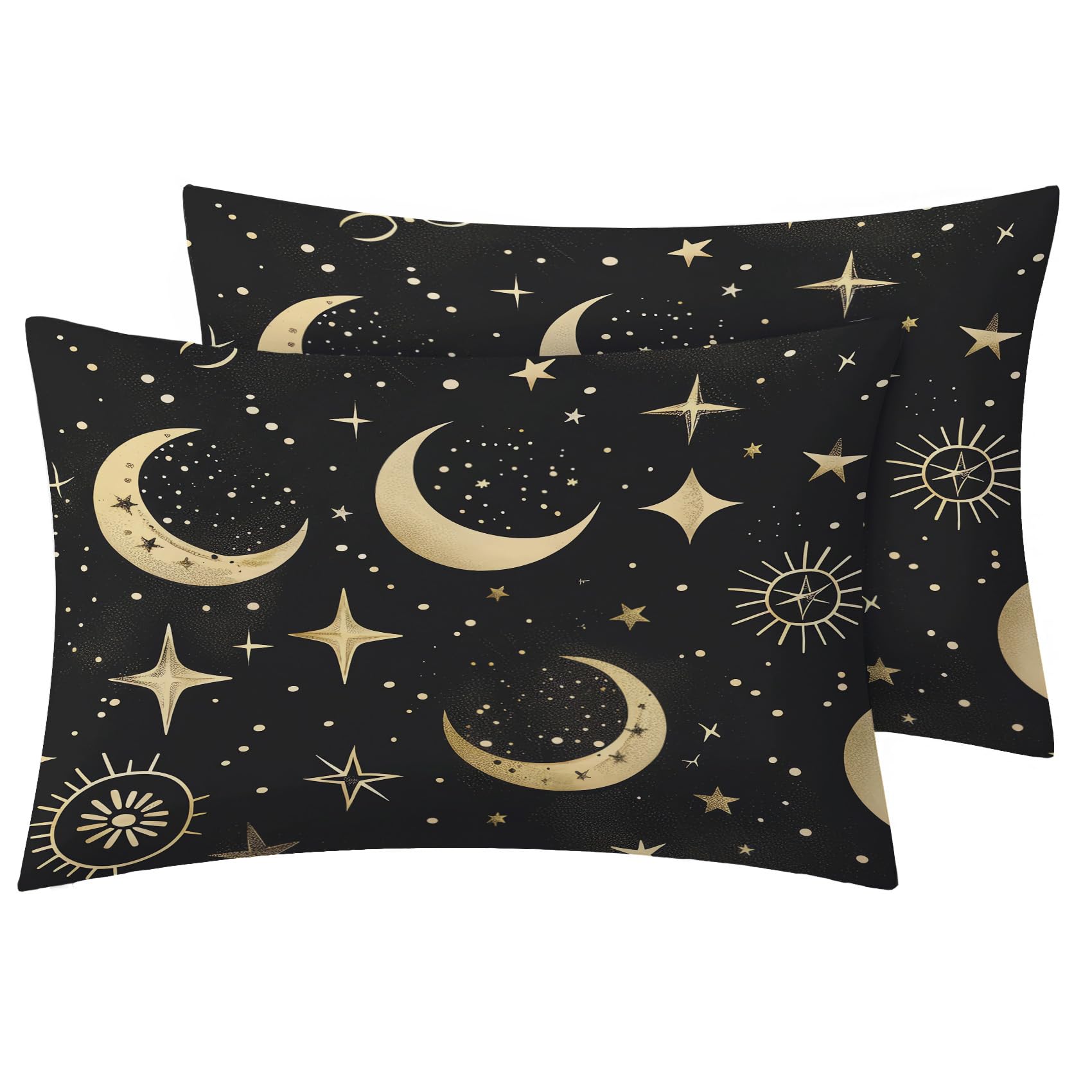 FJWXCBD Moon and Star Duvet Cover Full Size, Celestial Witchy Pattern Bedding Set 3 Piece for Bedroom Decor, Cosmic Duvet Cover & 2 Pillow Shams, with Zipper & Ties, Super Soft Microfiber