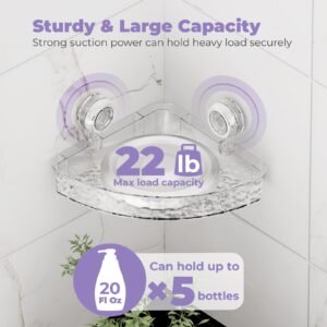 KATIKADDY Corner Shower Caddy Suction Cup Drill-Free Corner Shower Organizer Rack Shower Suction Shelf Removable Shower Corner Caddy for Bathroom Kitchen Living Room Plastic Stylish Clear