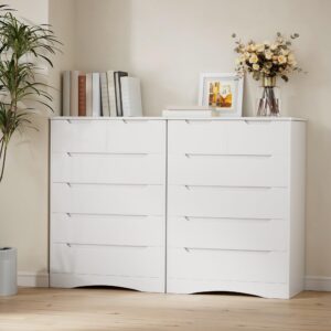 Gizoon 6 Drawer Dresser, Chest of Drawers with Large Storage, White Dresser for Bedroom, Tall Dresser and Organizer with Anti-Tripping, Wooden Dresser Cabinet for Office, Living Room, Entryway