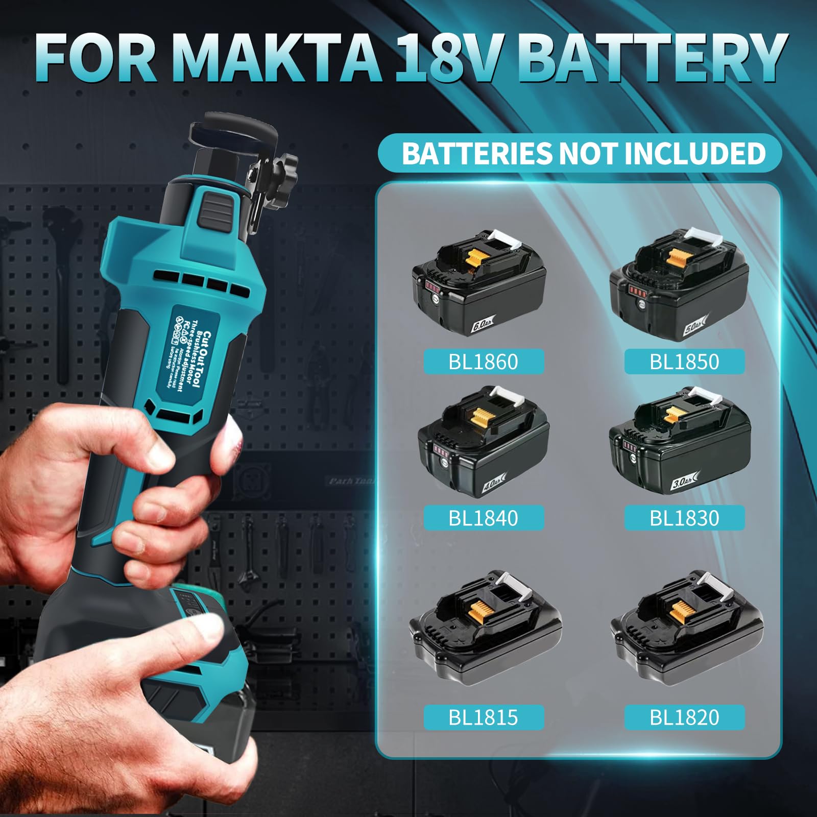 Cordless Drywall Cut-Out Tool for 18V Battery: Brushless Motor Tool (Battery Not Included) - Up 30000 RPM Variable Speed Rotary Ma-Kita Saw kit for Cutting,Paneling,and Ceiling Tiles