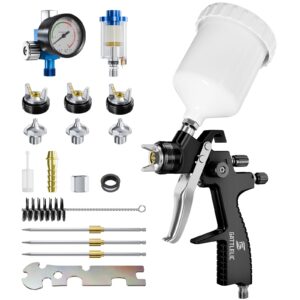 lvlp air spray gun premium kit with 1.3/1.5/1.7mm nozzle & air regulator,automotive paint gun sprayer,car paint gun sprayer,air paint sprayer gun for cars & house diy painting(black)