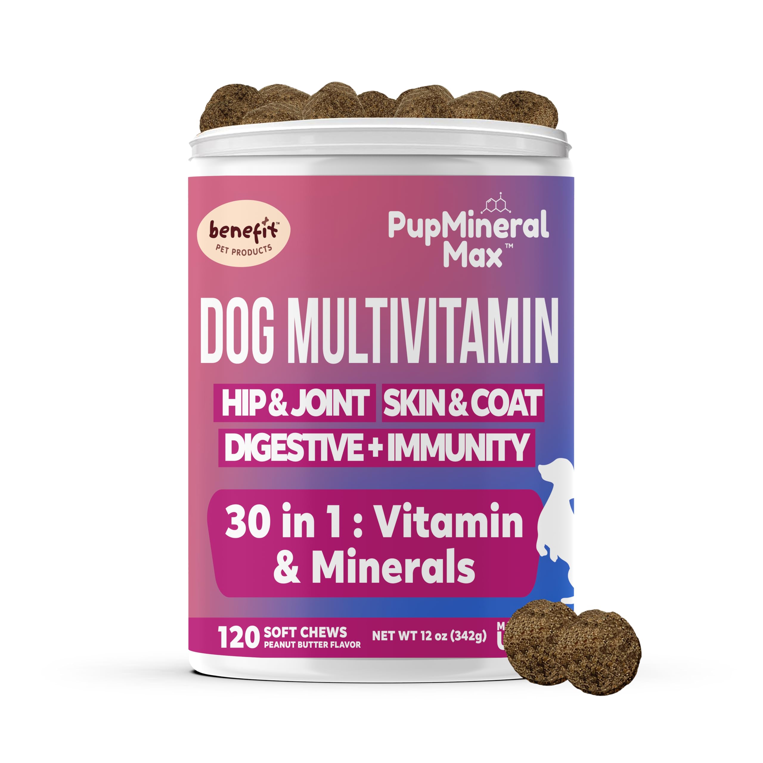 Dog Multivitamin Soft Chews - 120 Count - Dog Joint Supplement, Digestive, Immune, Skin, Coat - Combined Advanced Vitamins for Dogs, All Dog Ages - Made in USA