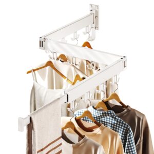 HEILAIYI Clothes Drying Rack Wall Mounted,Drying Rack Clothing,Wall Mounted Drying Rack,Laundry Room Organization and Storage,Laundry Drying Rack,Collapsible Dying Racks for Laundry