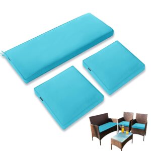 comcaver 3 pack outdoor cushions set for rattan chair wicker sofa, waterproof patio cushions set for 4 pieces seater outdoor furniture conversation, teal