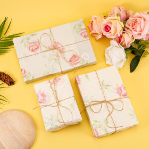 30pcs Rose Tissue Paper, 14x20 Inch Packaging Tissue Paper Gift Wrap Paper Retro Rose Tissue Paper Sheets for Gift Bag Packaging Wedding Birthday Party