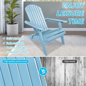 YRLLENSDAN Folding Adirondack Chair - Weather Resistant Plastic Outdoor Chairs for Patio, Lawn, Garden, or Fire Pit - Cozy Plastic Adirondack Chair for Outside Seating (1, Turquoise)