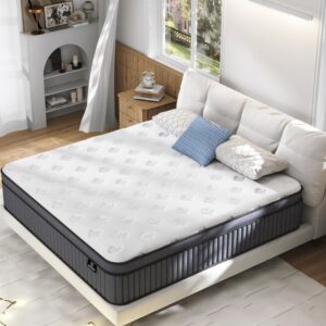 Queen Size Mattress, Upgrade Strengthen 14 Inch Firm Hybrid Queen Mattress in a Box, Mattress Queen Size With Memory Foam and Independent Pocket Springs, Strong Edge Support, Release Pressure