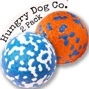 hungry dog co.- super durable premium dog balls -pet safe dog toys for fun and play. very bouncy and durable -great for aggressive chewers -stimulating colors and patterns -2 multi-color 3” balls #2