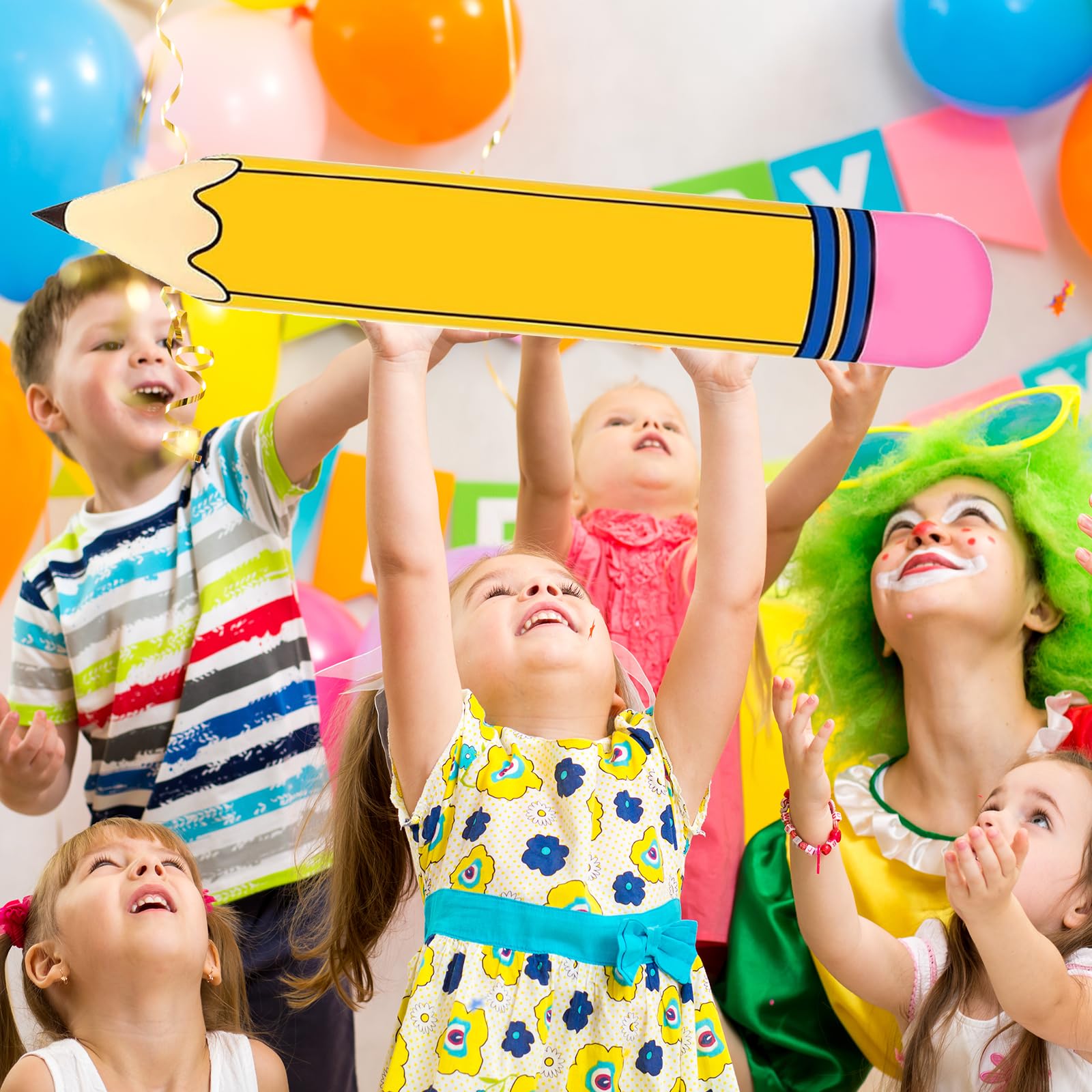 Giant Large Inflatable Pencil Balloon Birthday Party Back To School Graduation Favor Blow Up Balloon Hanging Classroom Decoration for Classroom Garden Room Birthday Party Decorations (Yellow)