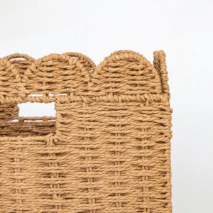 Paper rope Storage Baskets，Wicker Baskets,Folding 2 Packs Handmade Woven baskets, paper rope Basket For Shelf,Seagrass Baskets,Shelf Baskets For Storage Toys Books And Clothes.