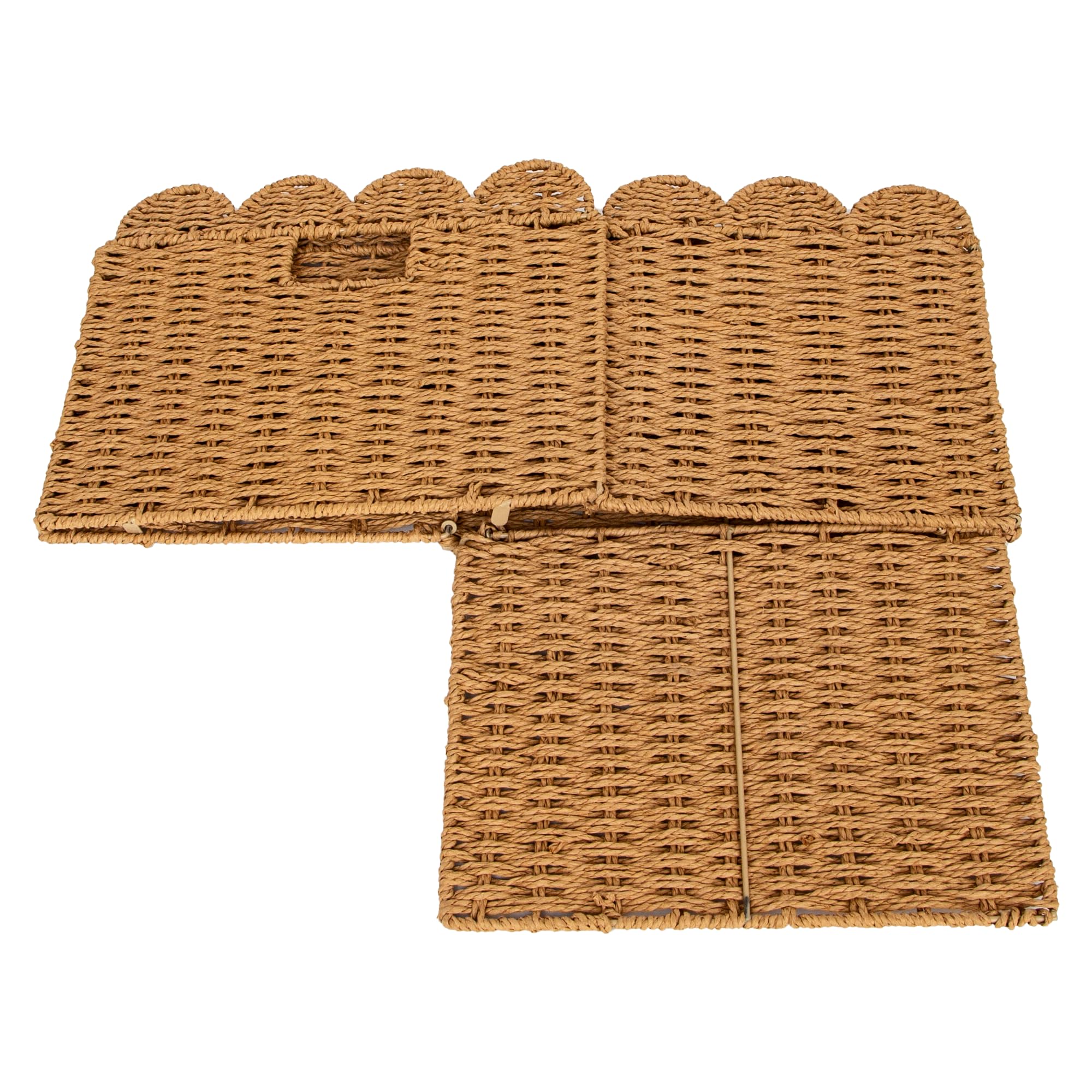 Paper rope Storage Baskets，Wicker Baskets,Folding 2 Packs Handmade Woven baskets, paper rope Basket For Shelf,Seagrass Baskets,Shelf Baskets For Storage Toys Books And Clothes.