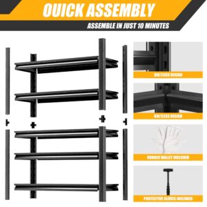 Garage Shelving,2 Pieces Thickened 72"Garage Storage Shelves Heavy Duty Shelving Units and Storage,Adjustable 5 Tier Metal Shelving Storage for Garage Rack Shelf and Industrial Shelving for Basement