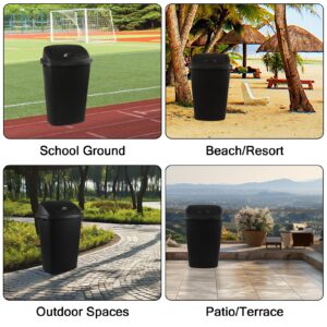 Uumitty 4 Pack 11 Gallon Swing Top Trash Can, Plastic Garbage Bin for Kitchen, Black