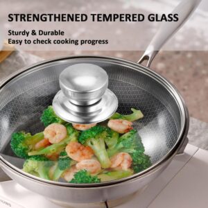 10 Inch Tempered Glass Lid 10" Pot Covers for Frying Pan Wok Pot Skillet Compatible with 10.25 Inch Lodge Cast Iron Skillet and 5 Quart Dutch Ovens