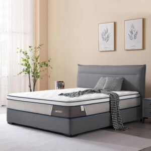 Rimensy Twin Mattress, 10 Inch Gel Memory Foam and Innerspring Hybrid Mattress in a Box, Motion Isolation, Medium Firm Mattress, Pressure Relief, Twin Size Mattress 39"*75"*10"