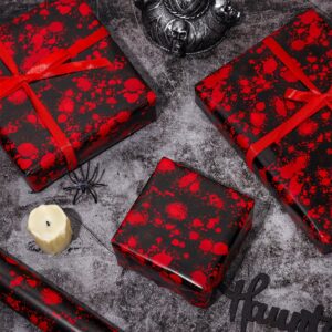 JarThenaAMCS Halloween Bloody Wrapping Paper - Mini Roll - 17 In x 32.8 Ft Blood Splatter Gift Wrap Paper for DIY Art Crafts Halloween Holiday Horror Party