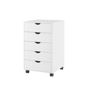 Naomi Home 5 Drawer Office File Cabinet with 200 lbs Total Capacity - White