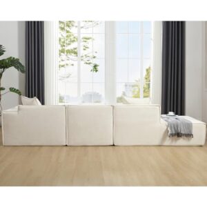 L-Shaped Combination Cloud Sofa Minimalist Modular Sectional Couch Towelling Fabric Floor Sofá 4-Seater Corner Couches Italian Tofu Block Corner Sofa&Couch, Right-Hand Facing Chaise Lounge