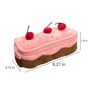 XZR Cake Pencil Case Box Stocking Stuffers Cute Creative Lifelike Cherry Cake Pen Bag Large Capacity Zipper Organizer Storage Box Stylish Nice Gift