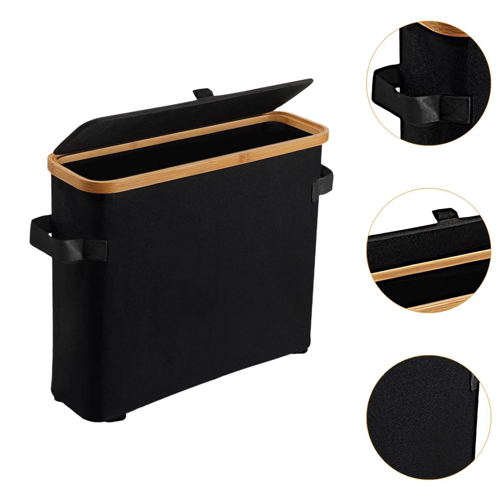 Bothyi Bamboo Toilet Paper Storage Toilet Paper Stand Multifunctional Accessories with Bamboo Lid Large for Restroom Closet Bathroom, Black