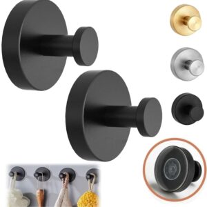 PVZXR Luxe Hold No-Drill Hooks, 2024 Upgraded Suction Cup Hooks for Shower, Shower Hooks for Inside Shower, Bathroom Shower Hooks for Shower, Bathroom, Hanging Towels Home Kitchen (2, Black)