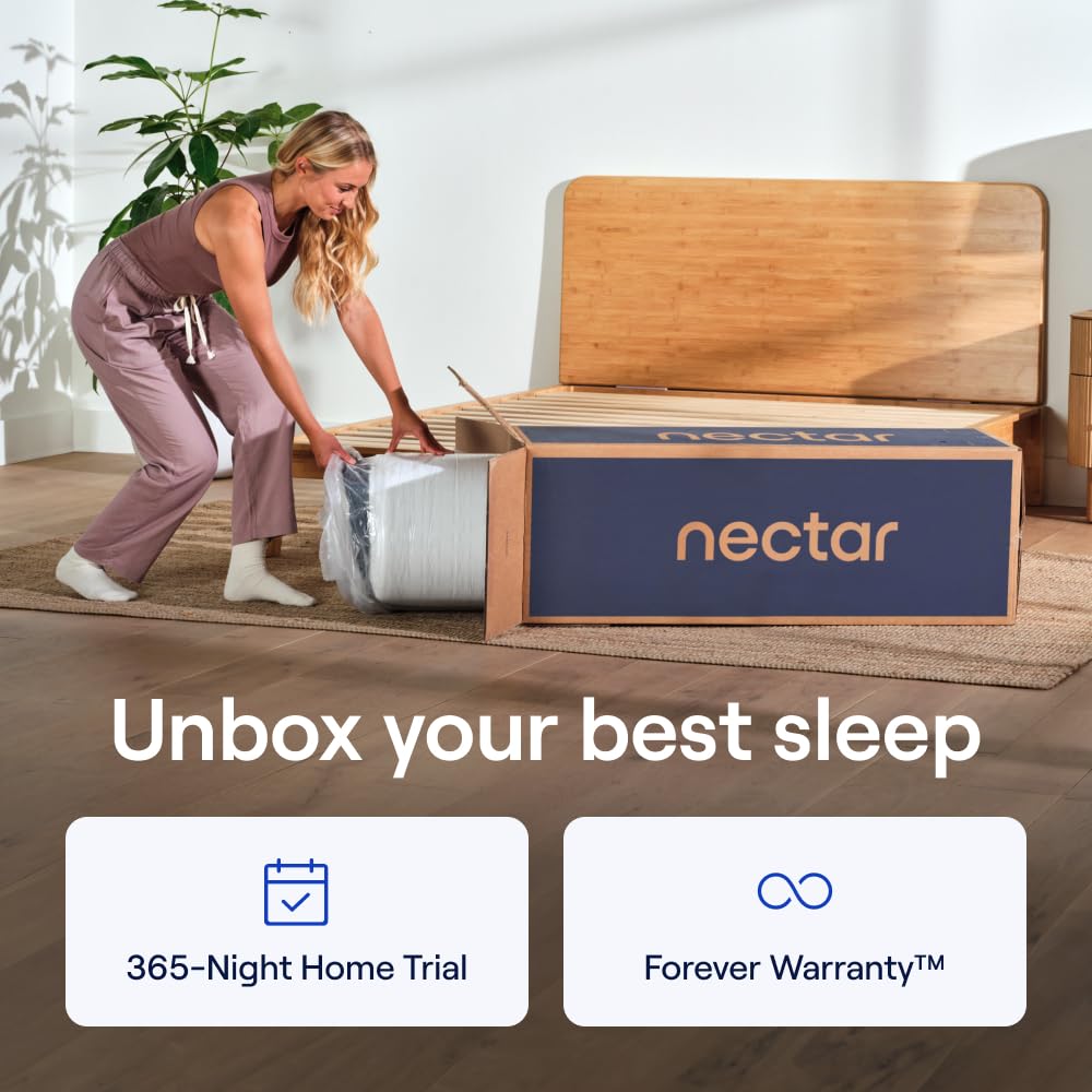 Nectar Classic Hybrid 12” Queen Mattress (New Version) - Medium Firm - Contouring Memory Foam & Innerspring Coils - Cooling Top Layer - Pressure-Relief - 365-Night Trial & Forever Warranty