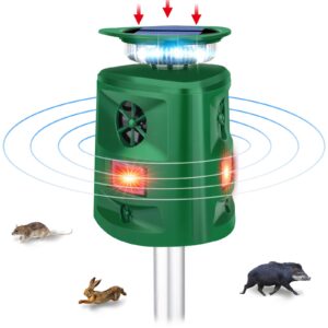 solar ultrasonic animal repeller,360° cat repellent outdoor,solar outdoor animal repeller dog repellent with motion sensor and flashing lights,deer repellent devices,repel raccoon,skunk,squirrels