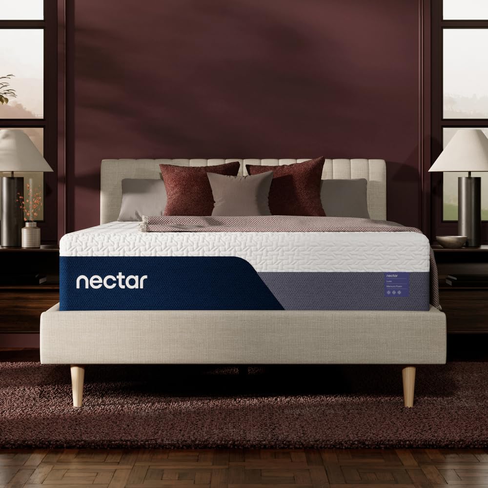 Nectar Luxe 14” Queen Mattress - Medium Firm - Contouring Memory Foam - Cooling Upgrade - 3” Pressure Relief Layer - Responsive Support - Minimal Motion Transfer - 365-Night Trial & Forever Warranty