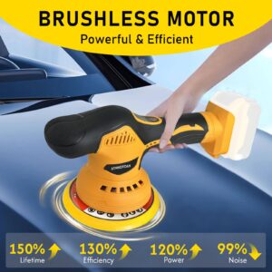 Cordless Car Buffer Polisher for Dewalt 20V Battery, 6 Inch Portable Orbital Polisher Brushless Power Polisher for Car Detailing Polishing Waxing (Battery Not Included)